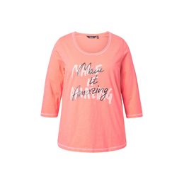 Ulla Popken Shirt Damen Gr&ouml;&szlig;e 4XL/5XL koralle / rosa / schwarz