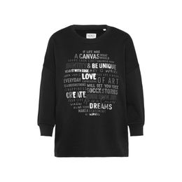 SOCCX Sweatshirt mit Wording Print und 3/4-Arm Damen Gr&ouml;&szlig;e S schwarz