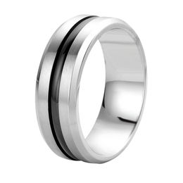 Lucardi Ring Herren Gr&ouml;&szlig;e 60 schwarz / silber