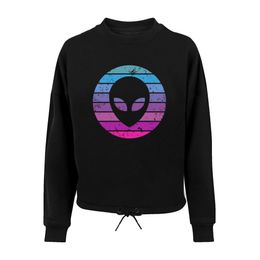 F4NT4STIC Sweatshirt 'Alien Kopf' Damen Gr&ouml;&szlig;e L azur / lila / rotviolett / schwarz