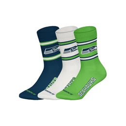 Huddle Freizeitsocken ' NFL Seattle Seahawks Crew ' Herren Gr&ouml;&szlig;e 43/46 navy / limette / wei&szlig;
