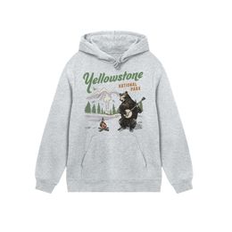 F4NT4STIC Sweatshirt 'US National Parks Yellowstone Bear Playing Banjo' Herren Gr&ouml;&szlig;e L braun / grau / gr&uuml;n