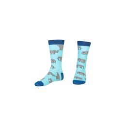 Abgestrumpft Socken 'Elefanten' Damen Gr&ouml;&szlig;e 43/46 blau