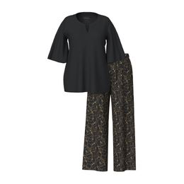 Ulla Popken Pyjama Damen Gr&ouml;&szlig;e L/XL braun / gelb / schwarz Winterkleid