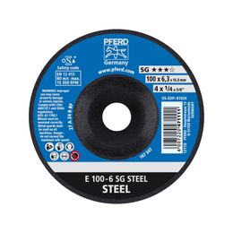 Pferd TOOLS Schruppscheibe E 100x6,3x16 mm Leistungslinie SG STEEL f&uuml;r Stahl (62210626)