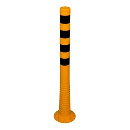 Schake Flexipfosten gelb, selbstaufrichtend, &Oslash; 80 mm, H&ouml;he: 1000 mm + 4 schwarzen Streifen, inkl Befestigungsmaterial (412441BG)