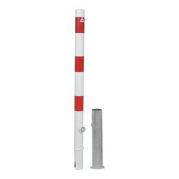 Schake Absperrpfosten Typ 460FB, herausnehmbar, &Oslash; 60mm + Dreikantverschlu&szlig;, wei&szlig; / rot)