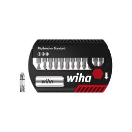 wiha Bit Set FlipSelector 13 teilig I mit G&uuml;rtelclip I Standard 25 mm Schlitz, Kreuz, Pozidriv I magnetischer Bithalter I 1/4 Zoll C6,3 (39049))
