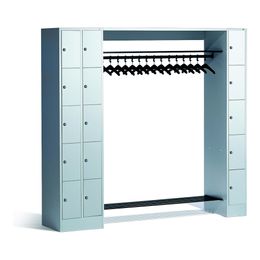C+P Offene Garderobe mit Schlie&szlig;f&auml;chern f&uuml;r 15 Personen, H1950xB2100xT480mm Front Lichtgrau Korpus Lichtgrau ; C + P M&ouml;belsysteme (80730-00|S10003)