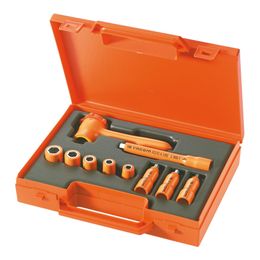 Facom Sortiment 1/4" - Antriebselemente, Zw&ouml;lfkant-Steckschl&uuml;ssel, Umschaltknarre isoliert bis 1000 V Kunststoffkoffer, 10-tlg. (R.400AVSE)