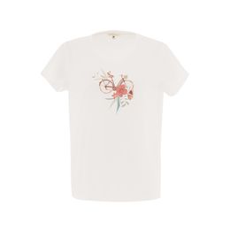 Organication T-Shirt Damen Gr&ouml;&szlig;e L hellblau / rot / offwhite
