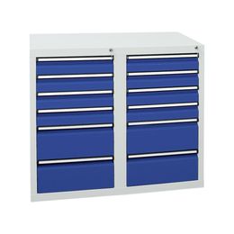 Stumpf Schubladenschrank Serie STS 410, 12 Schubladen enzianblau (8x100, 4x200mm) ; Stumpf Metall (7102674)
