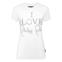 Philipp Plein T-Shirt Damen Gr&ouml;&szlig;e L silber / wei&szlig;