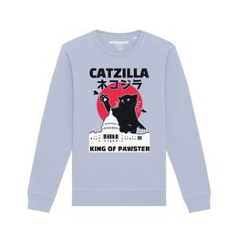 Watapparel Sweatshirt ' Catzilla ' Herren Gr&ouml;&szlig;e XXL hellblau / dunkelpink / schwarz / wei&szlig;