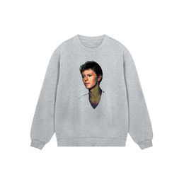 F4NT4STIC Sweatshirt 'TV Times Pop Star David Bowie 1977' Herren Gr&ouml;&szlig;e XXL beige / grau / gr&uuml;n / schwarz
