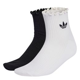 adidas originals Socken 'RUFFLE QUARTER' Damen Gr&ouml;&szlig;e 37/39 schwarz / wei&szlig;