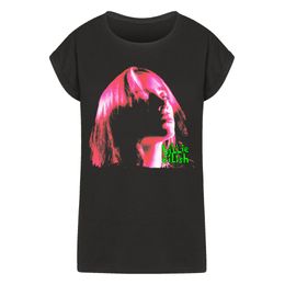 F4NT4STIC T-Shirt 'Billie Eilish Pink Face' Damen Gr&ouml;&szlig;e 5XL gr&uuml;n / neonpink / schwarz