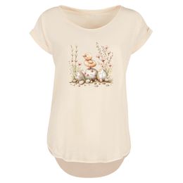 F4NT4STIC T-Shirt 'Ostern K&uuml;ken Ei Blumen' Damen Gr&ouml;&szlig;e XXL sand / braun