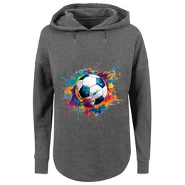 F4NT4STIC Sweatshirt 'Bunte Fu&szlig;ball' Damen Gr&ouml;&szlig;e XS blau / dunkelgrau / orange / wei&szlig;