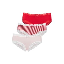 Lascana Panty Damen Gr&ouml;&szlig;e XS/S pink / rot / wei&szlig;