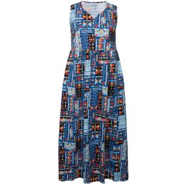 Ulla Popken Kleid Damen Gr&ouml;&szlig;e 42/44 blau / orange Winterkleid