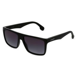 Carrera 5039/S | Herren-Sonnenbrille | Fassung: Vollrand, Quadratisch, Kunststoff, Schwarz Gl&auml;nzend | Glasfarbe: Grau Verlaufend