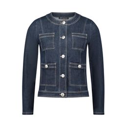 Jackenblazer Betty Barclay "Damen mit Kn&ouml;pfen", Damen, Gr. 38, dunkelblau denim, Obermaterial: 70% Baumwolle, 23% Polyester, 4% Lyocell, 3% Elasthan, sehr schmal normal, Rundhals, Blazer