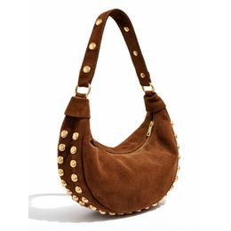 Schultertasche "&Eacute;toile", Damen, Gr. B/H/T: 34cm x 16cm x 8cm onesize, braun, Leder, Collezione Alessandro, Taschen Schultertasche, aus Wildleder, Made in Italy