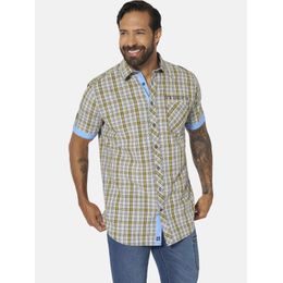 Kurzarmhemd Jan Vanderstorm "Kurzarmhemd MAINER", Herren, Gr. XXL, weit, beige (beige kariert), Obermaterial: 100% Baumwolle CO., Hemden