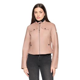 AMBER & JUNE Canvasjacke AMBER & JUNE "Damen mit Stehkragen", Damen, Gr. 42, misty rose, Obermaterial: 100% Polyurethan, 100% Polyester; Futter: 100% Polyester, figurbetont, Jacken
