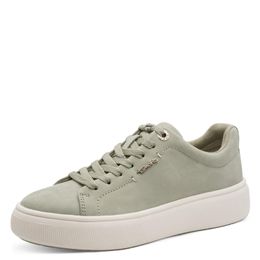 Plateausneaker Tamaris, Damen, Gr. 38, oliv, Nubukleder, Schuhe Plateausneaker, Freizeitschuh, Halbschuh, Schn&uuml;rschuh, weich gepolsterter Schaftrand