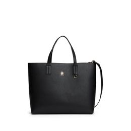 Satchel Tommy Hilfiger "TH ICON SATCHEL", Damen, Gr. B/H/T: 39cm x 29cm x 15cm, schwarz, Lederimitat, Taschen, Damen Umh&auml;ngetasche, Tragetasche, Shopper mit TH-Logo