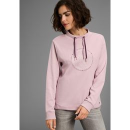 Sweatshirt Kangaroos, Damen, Gr. 52/54, rosa (ros&eacute;), Sweatware, Obermaterial: 100% Baumwolle, unifarben, bequem h&uuml;ftbedeckend, Rippb&uuml;ndchen, Sweatshirts Sweatshirt, mit Stehkragen und Frontdruck
