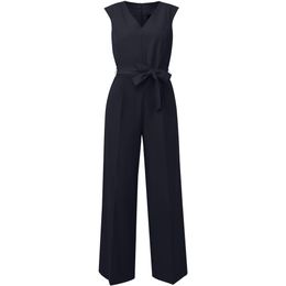 Overall s.Oliver BLACK LABEL, Damen, Gr. 36, N-Gr, navy, Web, Obermaterial: 93% Polyester, 7% Elasthan, unifarben, figurbetont normal, Overalls Overall, mit V-Ausschnitt, mit G&uuml;rtel