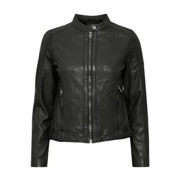 Lederjacke oxmo "Lederjacke OXDenise", Damen, Gr. 38, schwarz, Obermaterial: 100% Lederfaserstoff LEAFIBTEX., Jacken