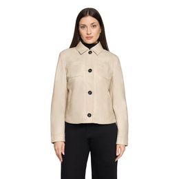 AMBER & JUNE Lederjacke AMBER & JUNE "Damen mit Kragen", Damen, Gr. 34, beige, Obermaterial: 100% Polyurethan, 100% Polyester; Futter: 100% Polyester, gerade, Jacken