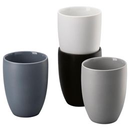 Rosenthal Tassenset, Blau, Grau, Schwarz, Wei&szlig;, Keramik, 4-teilig, 300 ml, 11 cm, Kaffee & Tee, Tassen, Kaffeetassen-Sets