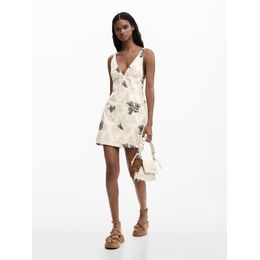 Desigual Kleid Damen Gr&ouml;&szlig;e 40 hellgrau / schwarz / wei&szlig; Sommerkleid