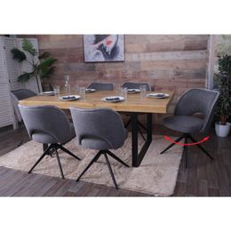 6er-Set Esszimmerstuhl MCW-N72, Polster-K&uuml;chenstuhl, drehbar Auto-Return, Stoff/Textil (420g/m&sup2;) &Ouml;ko-Tex ~ dunkelgrau