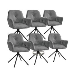 TecTake&reg; Drehbarer Armlehnstuhl, in Samtoptik, gepolstert, pulverbeschichtete Stahlbeine, 56,5 x 54 x 86 cm