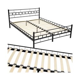 TecTake&reg; Metallbett, robustes Stahlgestell, bodenschonende Kunststoffkappen, 140 x 200 cm