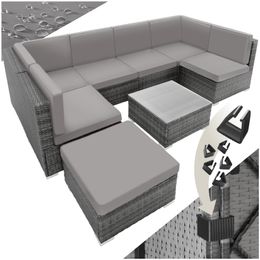 TecTake&reg; Rattan Lounge, f&uuml;r 6 bis 7 Personen, UV-best&auml;ndig, mit Sicherheitsglasplatte