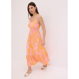bonprix Tr&auml;gerkleid aus softem Viskose-Mix, orange, Gr.40/42 (M), modisch Midikleid mit verstellbaren Spaghetti-Tr&auml;gern and angesetztem Volants am Rocksaum, aus Viskose