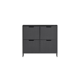 sobuy Schuhschrank mit 4 Schubladen Schwarz 100x47x91cm Modern