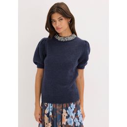 bonprix Pullover mit Strass-Applikation, blau