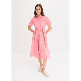 bonprix Blusenkleid aus elastischem Baumwoll-Mix, rosa, mit Baumwolle