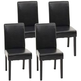 MCW 4er-Set Esszimmerstuhl Stuhl K&uuml;chenstuhl Littau ~ Leder, schwarz dunkle Beine