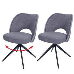 2er-Set Esszimmerstuhl MCW-N72, Polster-K&uuml;chenstuhl, drehbar Auto-Return, Stoff/Textil (420g/m&sup2;) &Ouml;ko-Tex ~ dunkelgrau