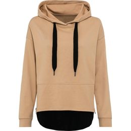 Heine Witt Damen Kapuzensweatshirt in 2-in-1-Optik, camel, Gr&ouml;&szlig;e 46