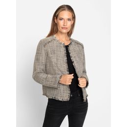Heine Witt Damen Blazer in offener Form, schwarz-sand-gemustert, Gr&ouml;&szlig;e 50